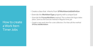 Create SharePoint Work Item Timer Jobs | PPTX
