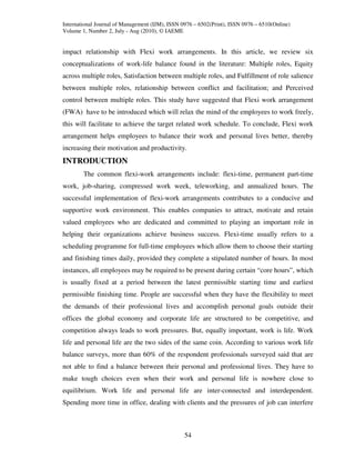 Work life balance through flexi work arrangements empirical study on ...