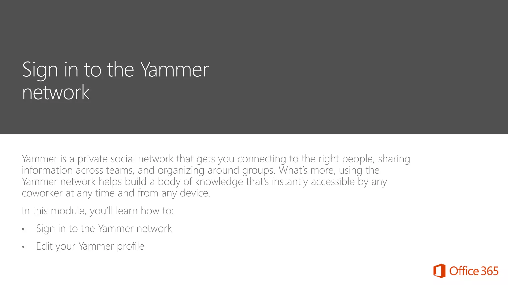 Yammer - Work like a network training | PPT