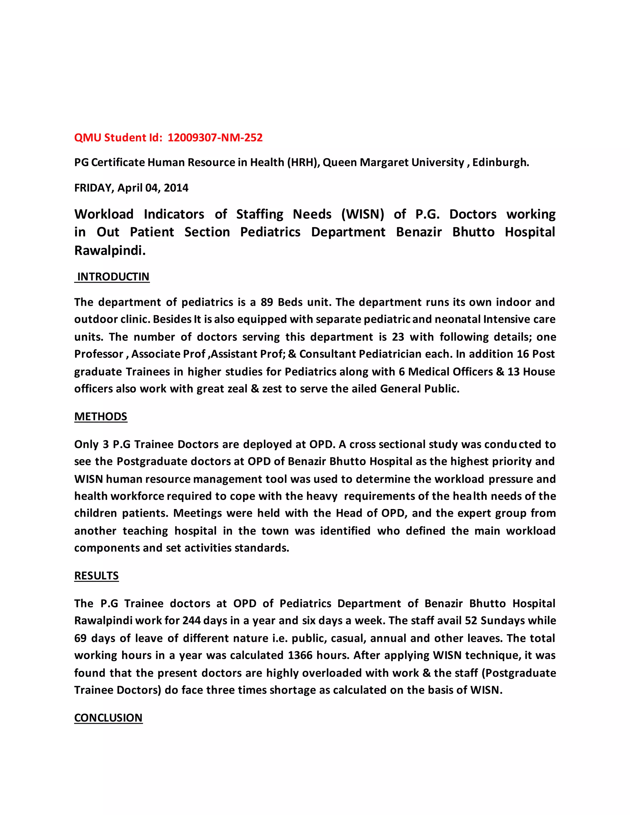 Workload indicators of staffing needs | DOCX