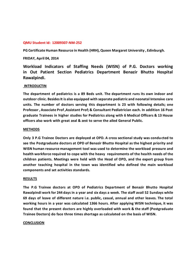 Workload indicators of staffing needs | PDF