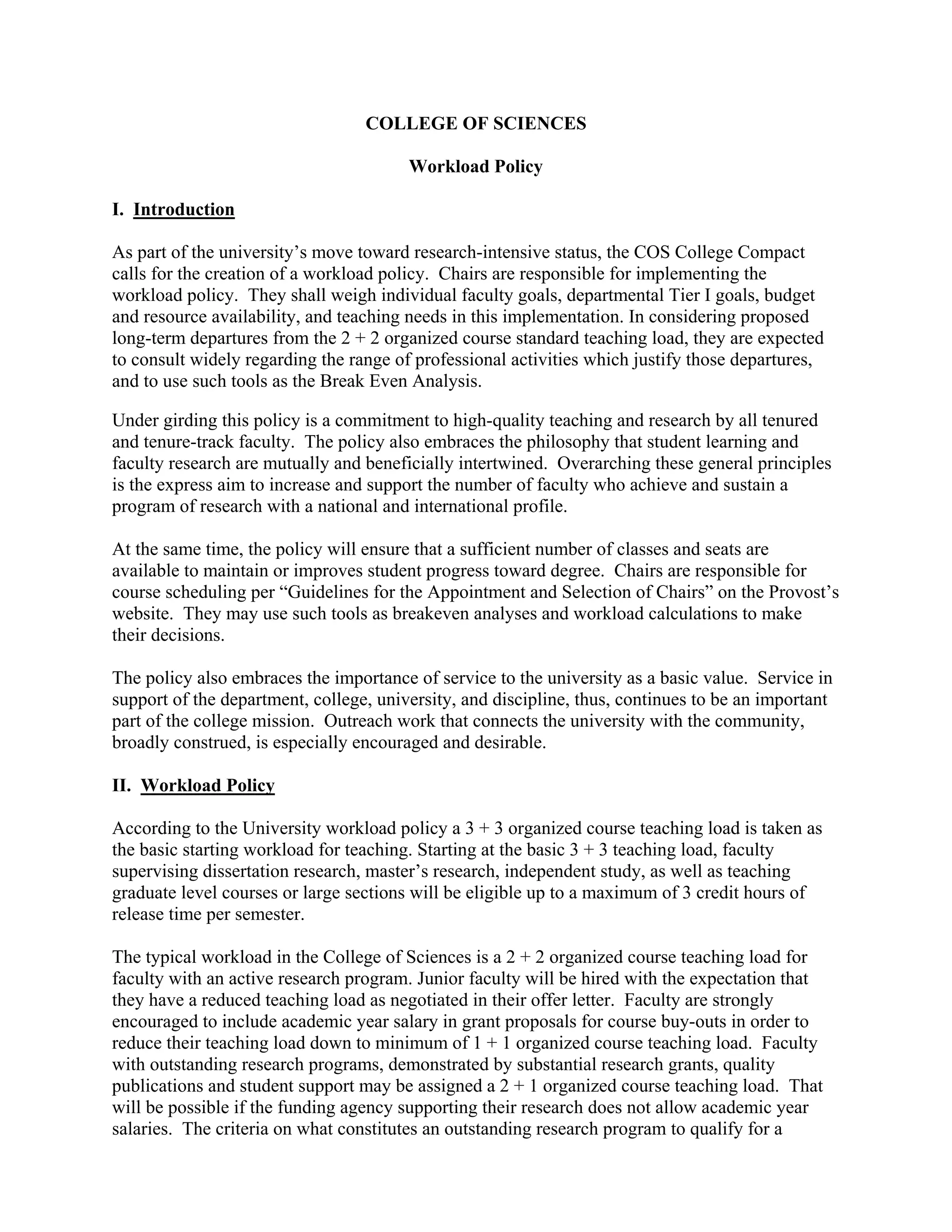 Workload Policy | PDF