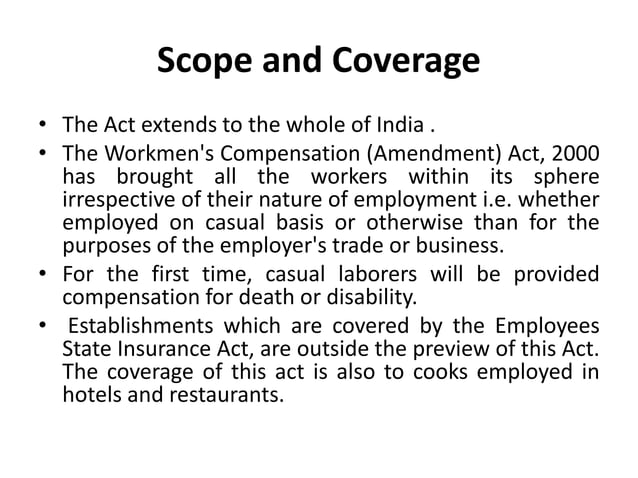 Workmancompensationact 110217002450-phpapp02 | PPT