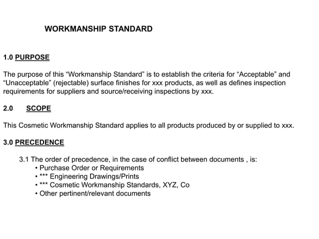 Workmanship standard template | PPT