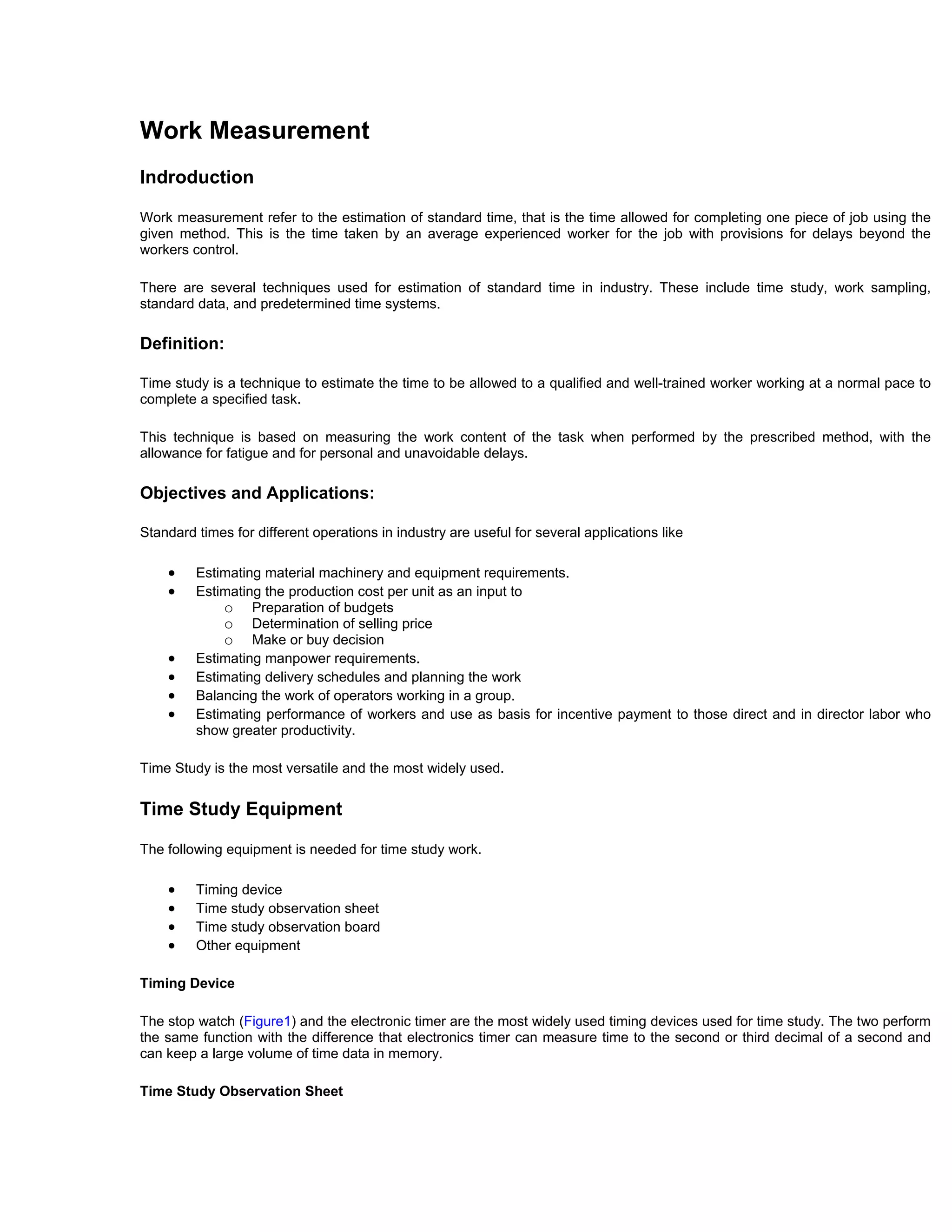 Work measurement | PDF