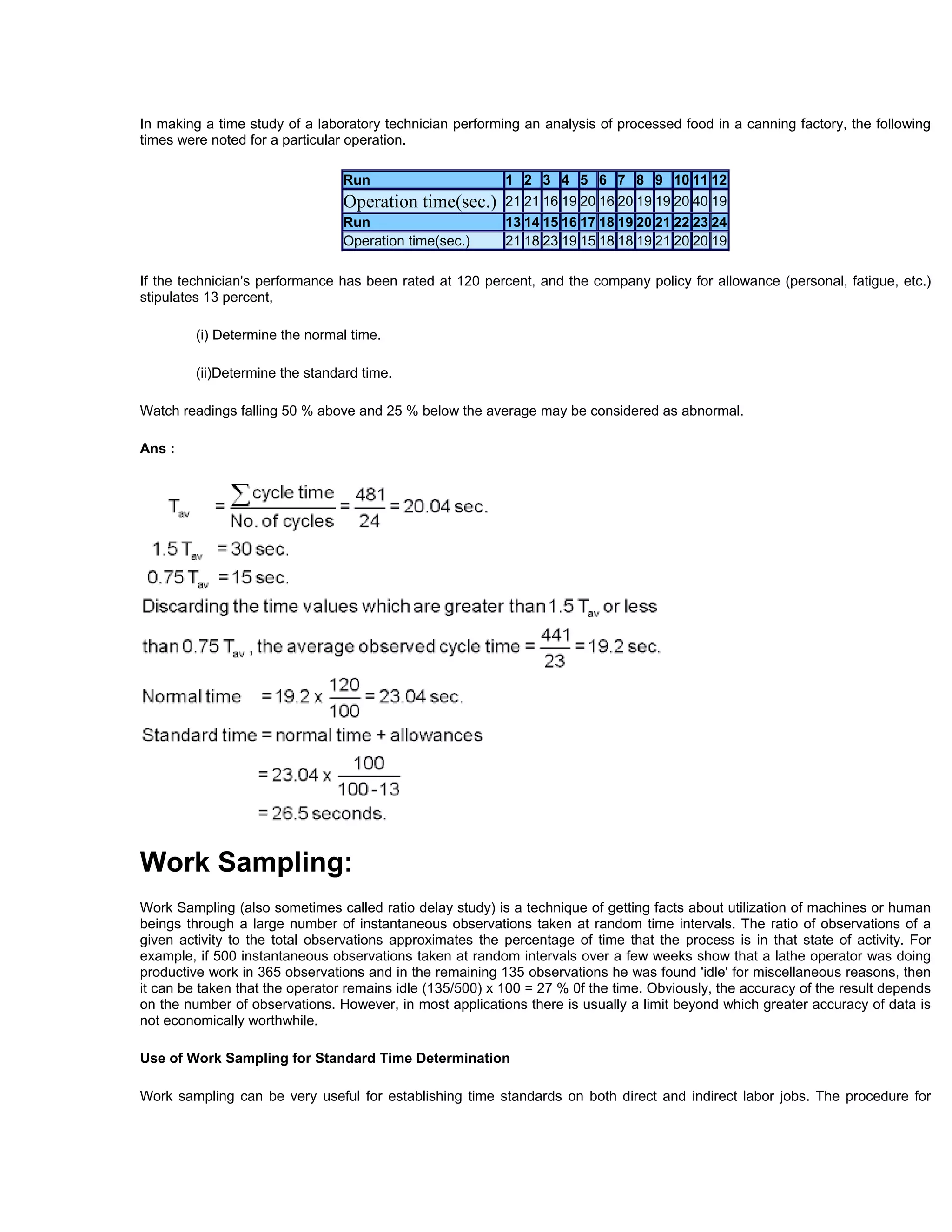 Work measurement | PDF