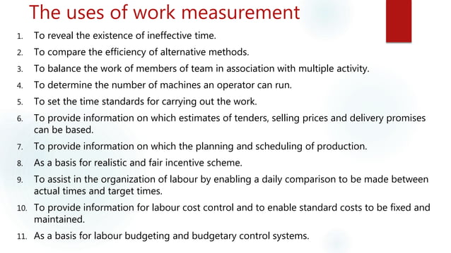 Work measurement | PPTX | Business | Business and Finance