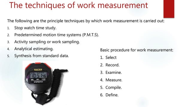 Work measurement | PPTX | Business | Business and Finance