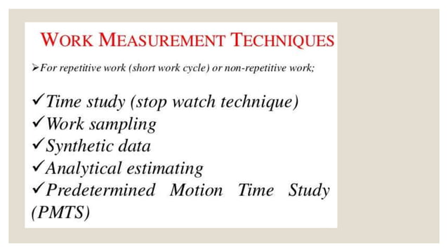 Work measurement increases productivityand role of jit om | PPT