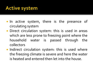solar water heating system - types and mechanism | PPTX