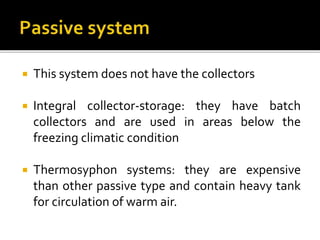 solar water heating system - types and mechanism | PPTX