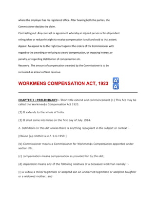 Workmen compensation act | DOCX