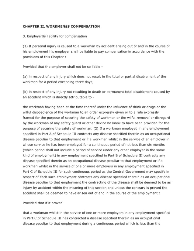 Workmen compensation act | DOCX