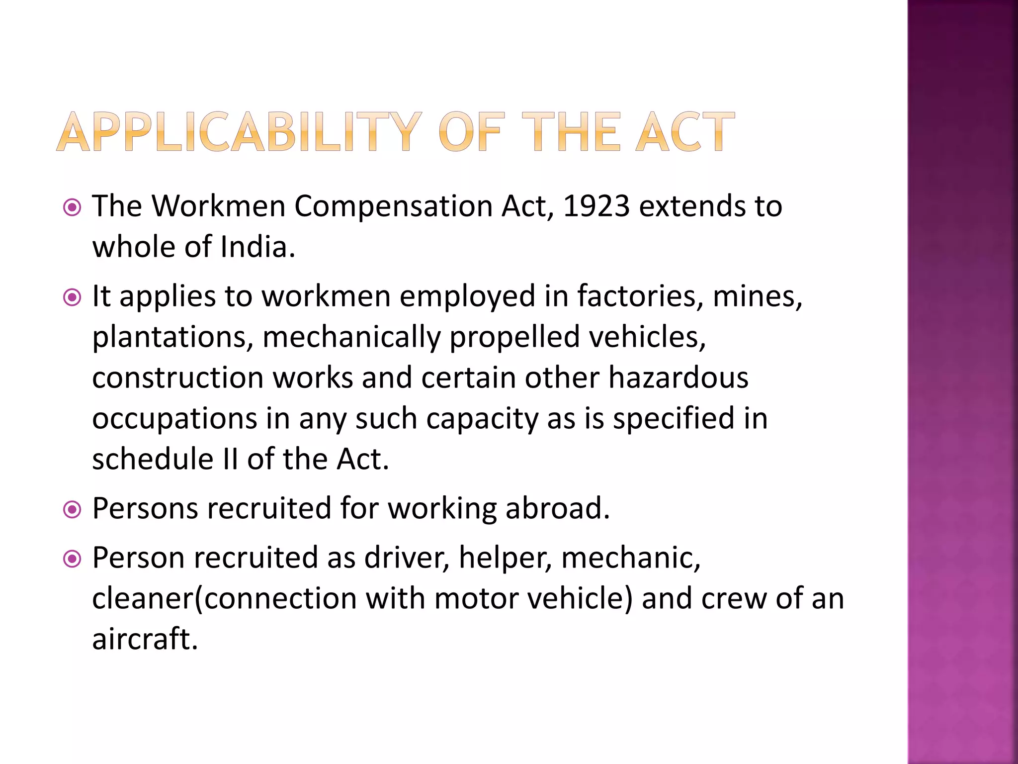 Workmen compensation act 1923 | PPT