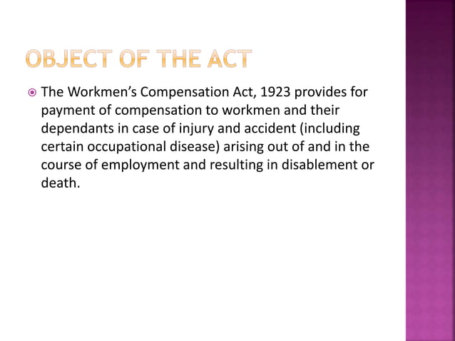 Workmen compensation act 1923 | PPT
