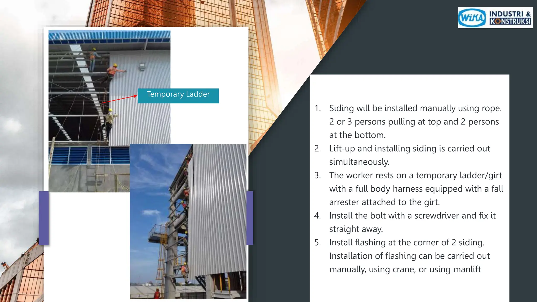 Work Method Roofing Siding for Steel Structure Building | PPTX