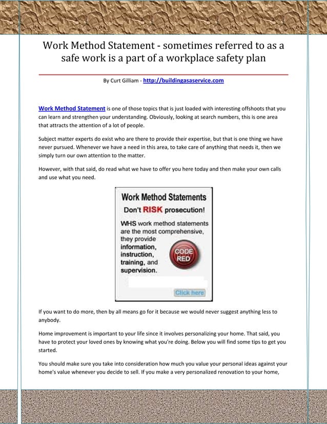 Work method statement | PDF | Home Improvement | Home & Garden