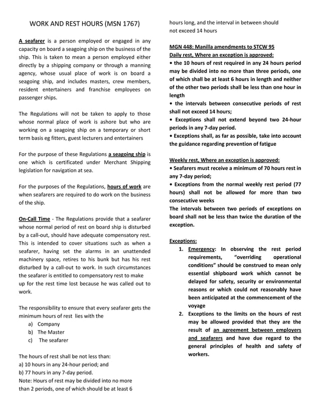 Work n rest hours & olb | PDF