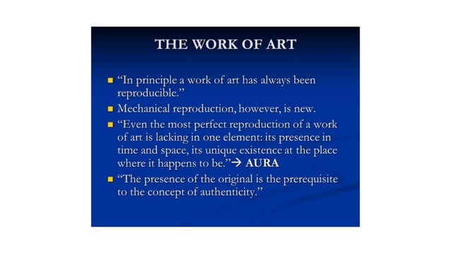 work of an art in the age of humans mechanical reproduction | PPT