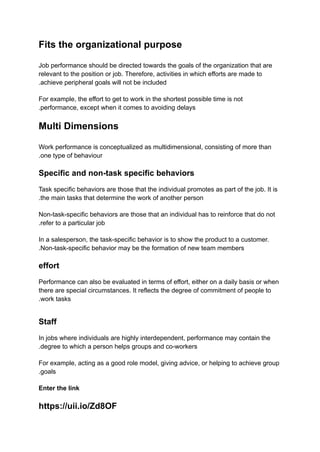 Work performance characteristics and examples | PDF