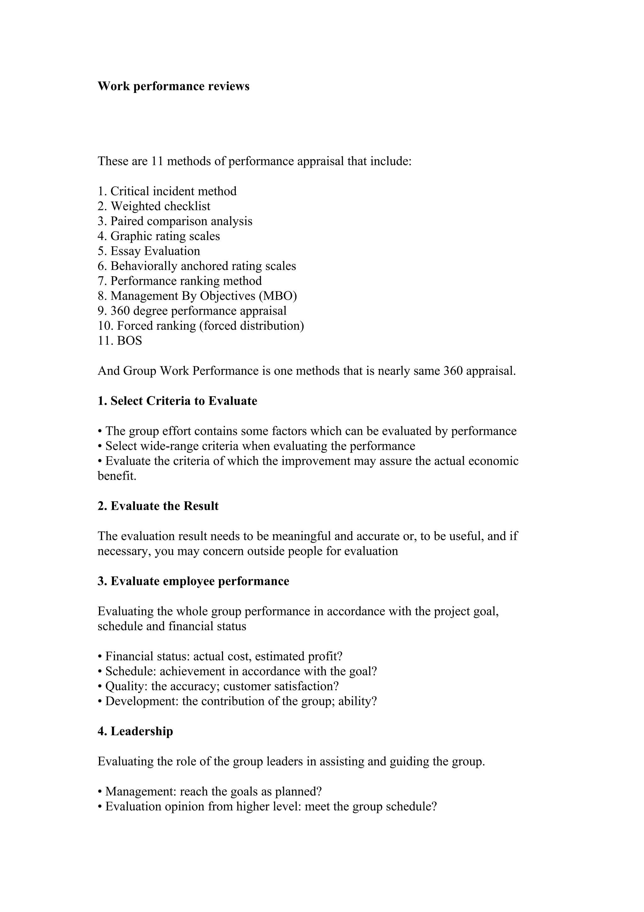 Work performance reviews | PDF