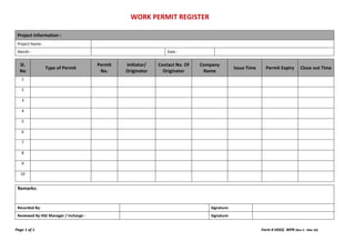 WORK PERMIT REGISTER Form # HSEQ - WPR Rev 2.docx