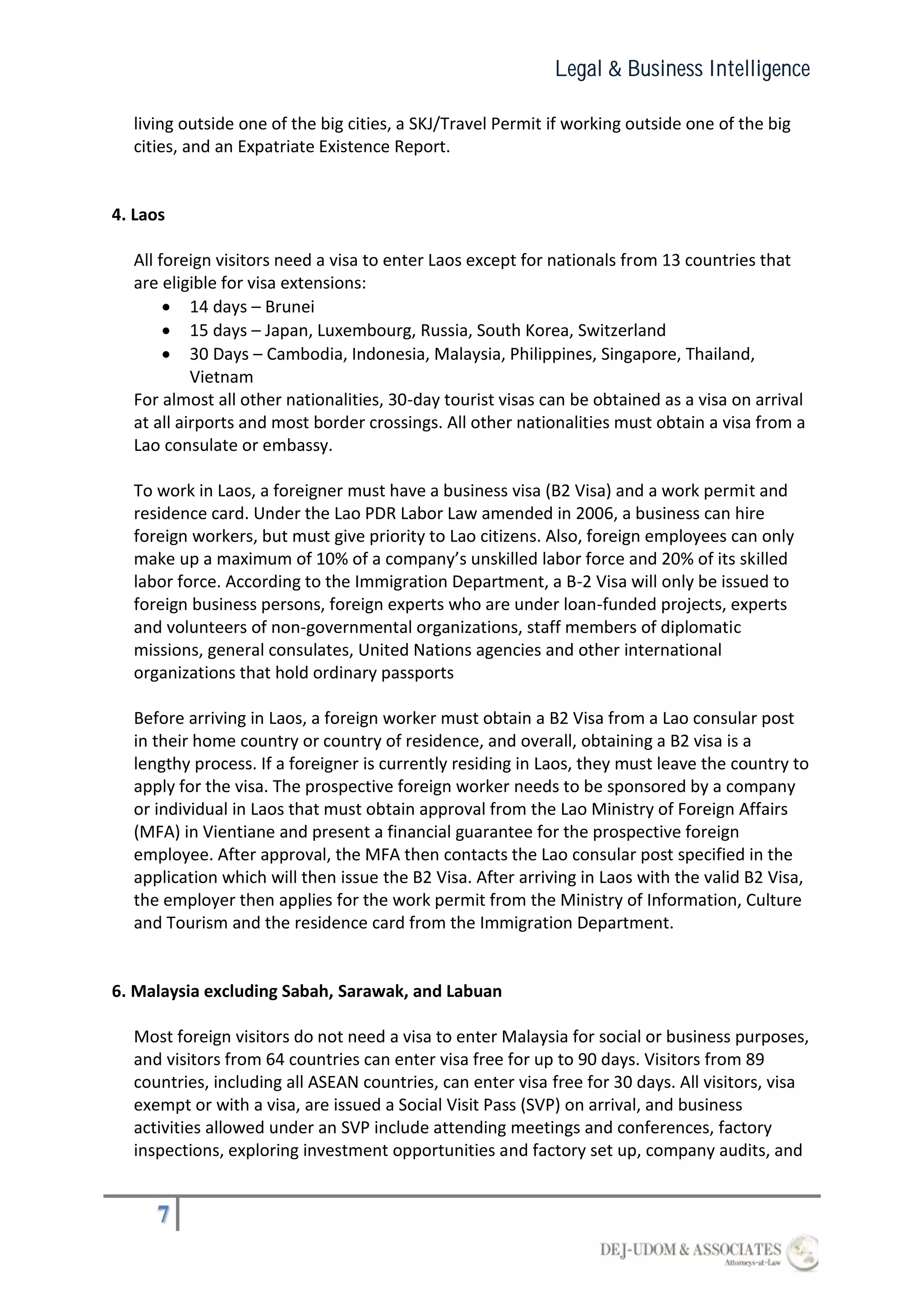 Work Permits and Visas in ASEAN Countries | PDF
