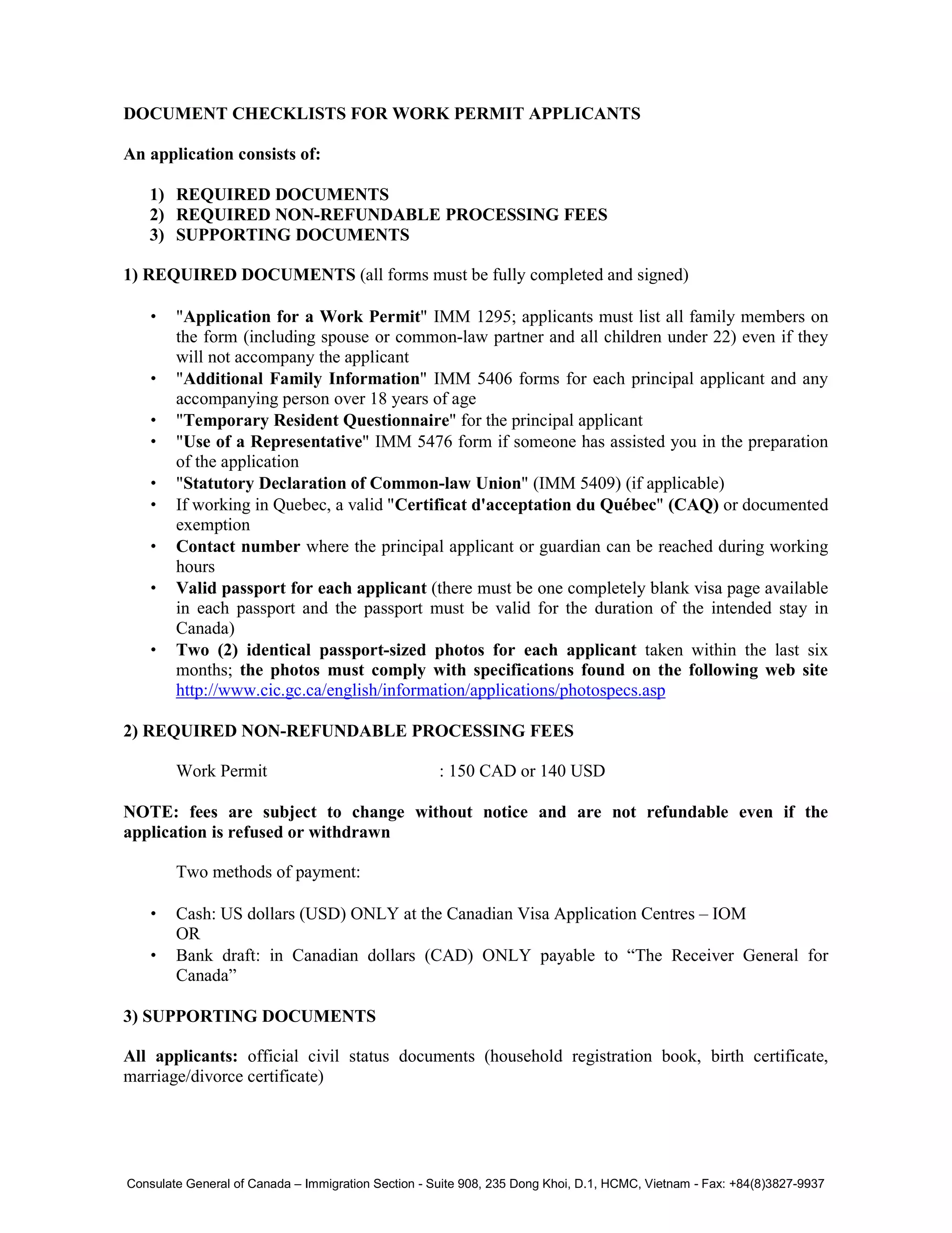 Work Permit (WP) Information Kit & Document Checklist.pdf | Travel ...