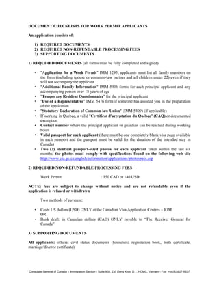 Work Permit (WP) Information Kit & Document Checklist.pdf | Travel ...