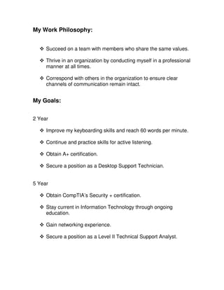 Work philosophy and goals | PDF