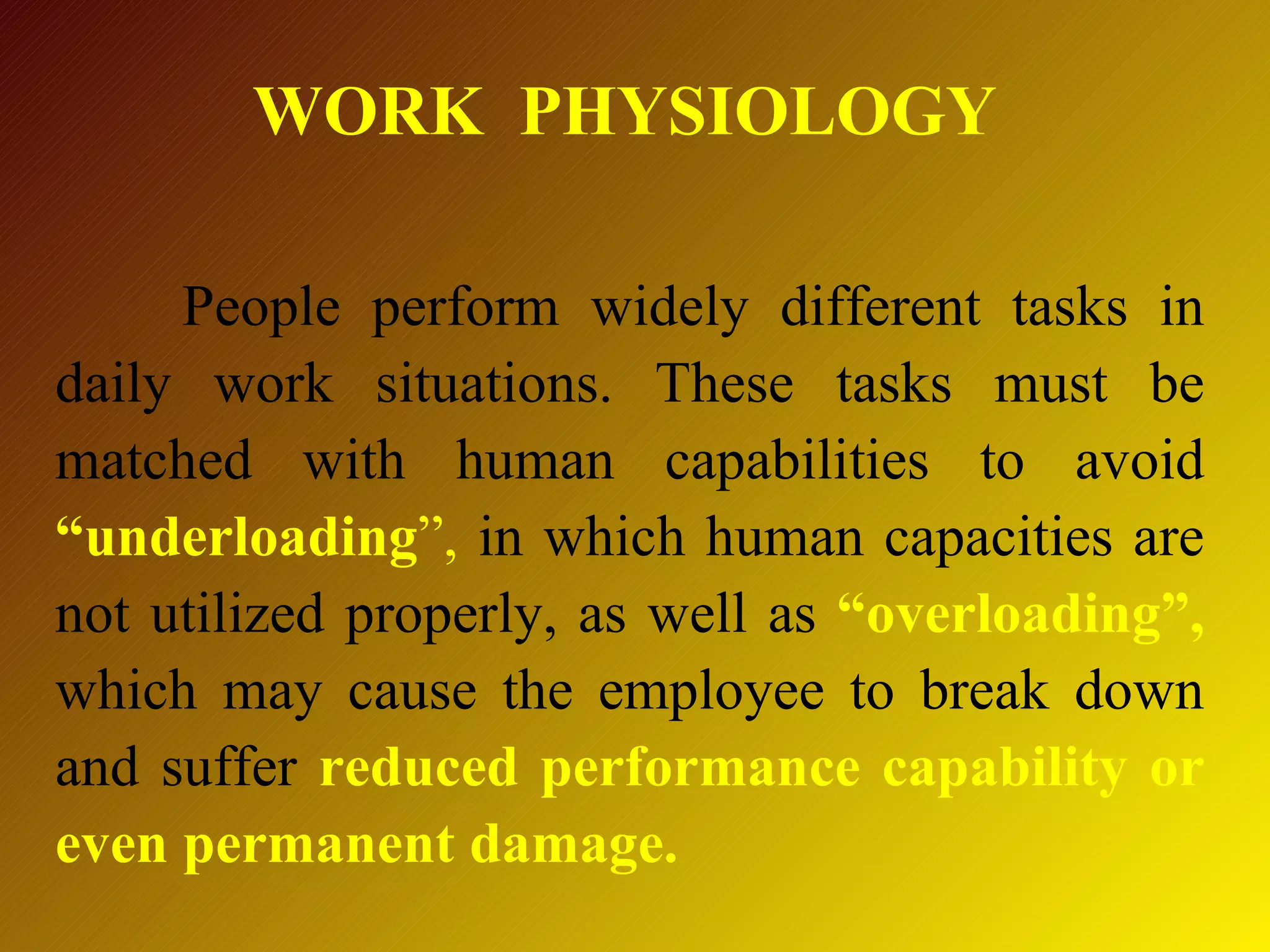 Work physiology | PPT