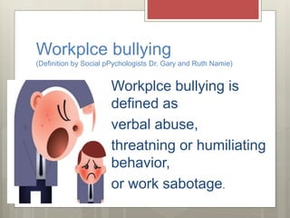 Definition of Workplace Bullying | PPTX | Debated Sensitive Social ...