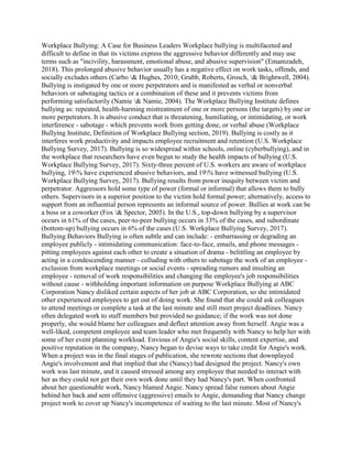 Workplace Bullying- A Case for Business Leaders Workplace bullying is.docx