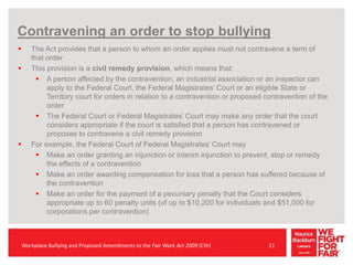 Workplace bullying and amendments to the fair work act josh bornstein ...