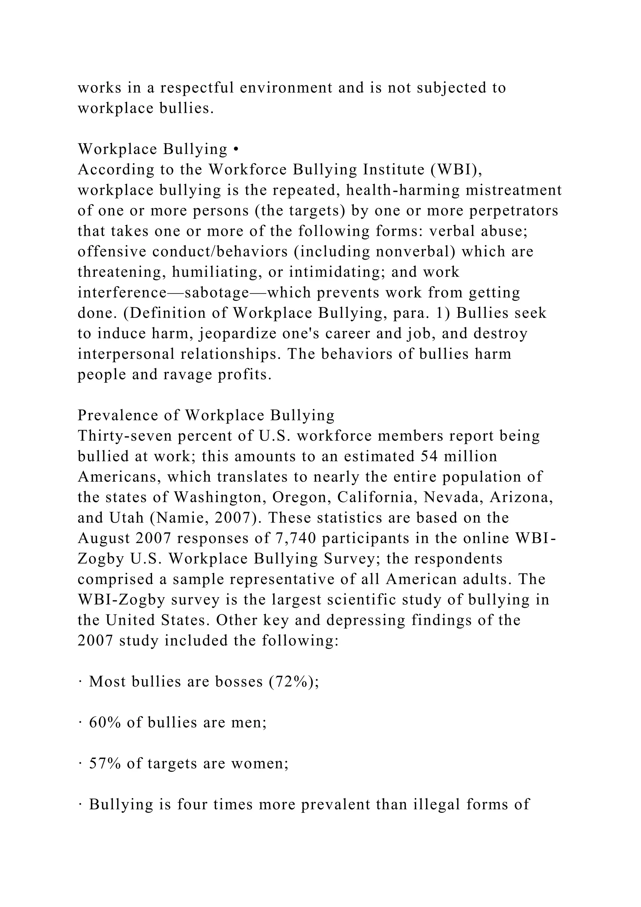 Workplace Bullying Costly and Preventable By Terry L Wiedmer .docx