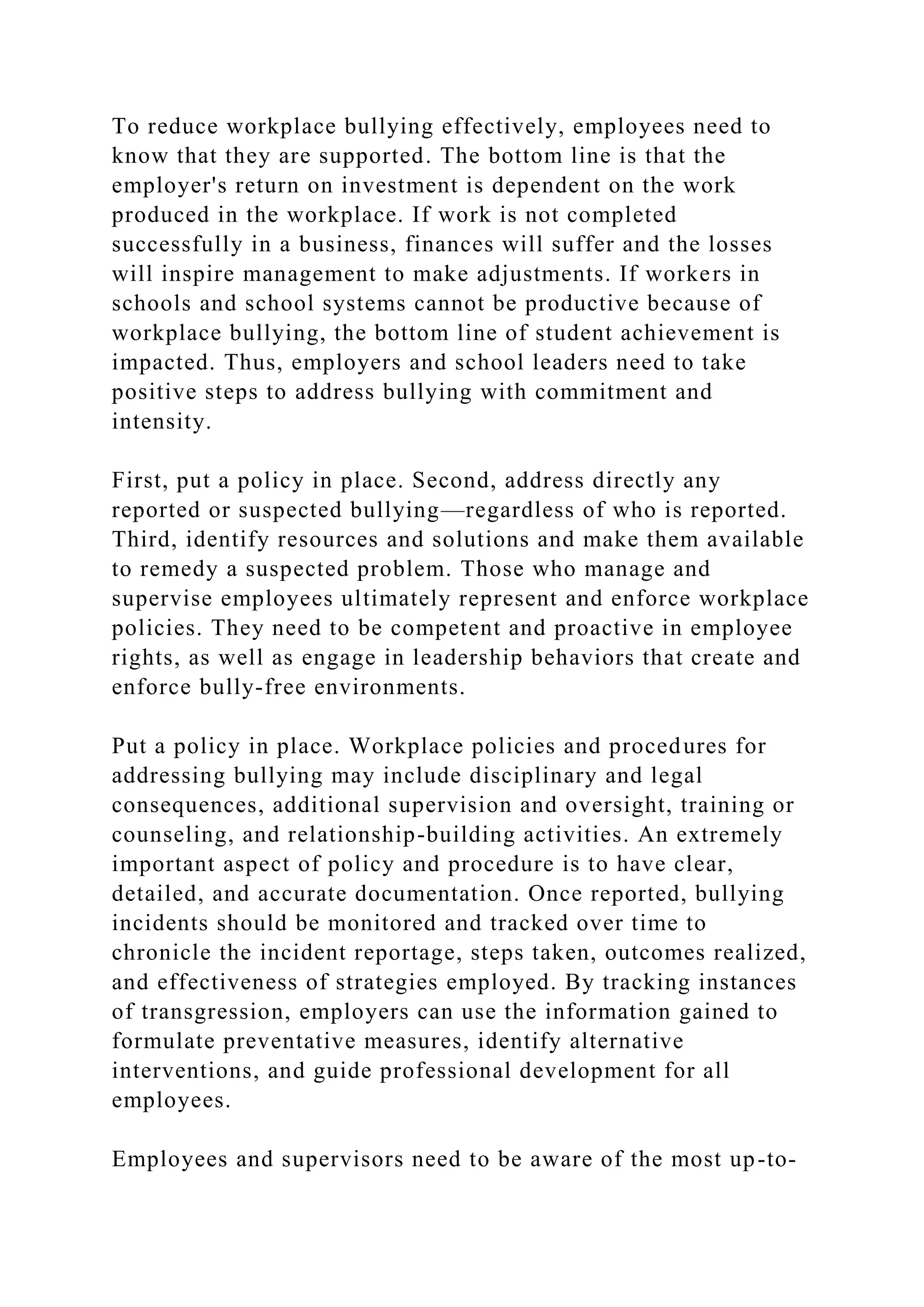 Workplace Bullying Costly and Preventable By Terry L Wiedmer .docx