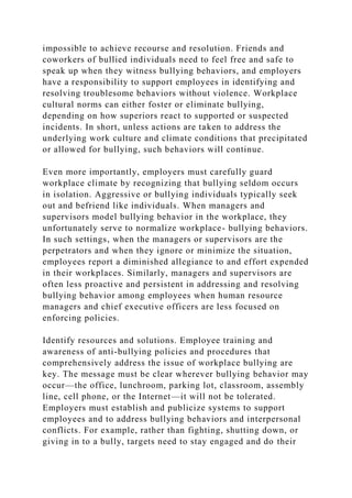 Workplace Bullying Costly and Preventable By Terry L Wiedmer .docx