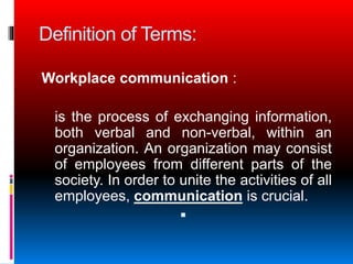Applied Linguistics: Workplace Communication | PPTX