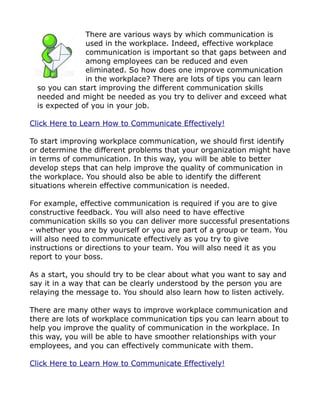 Workplace Communication - Workplace Communication Tips