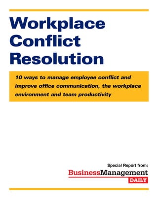 Workplace conflict Resolution | PDF