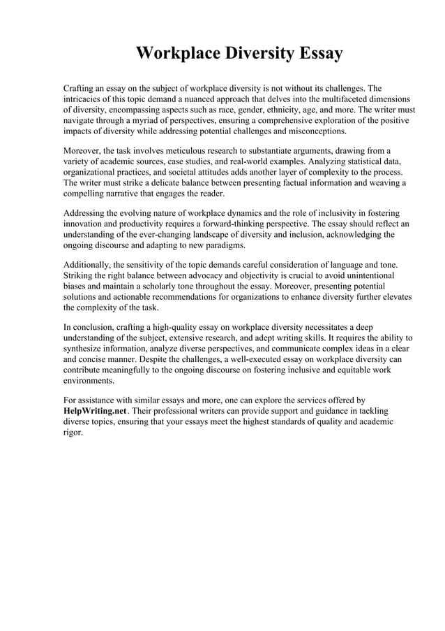 Workplace Diversity Essay.pdf | Business | Business and Finance