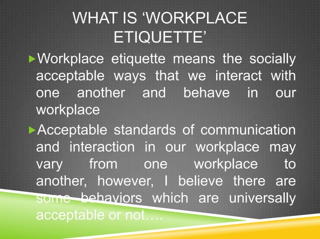 Workplace etiquette | PPTX