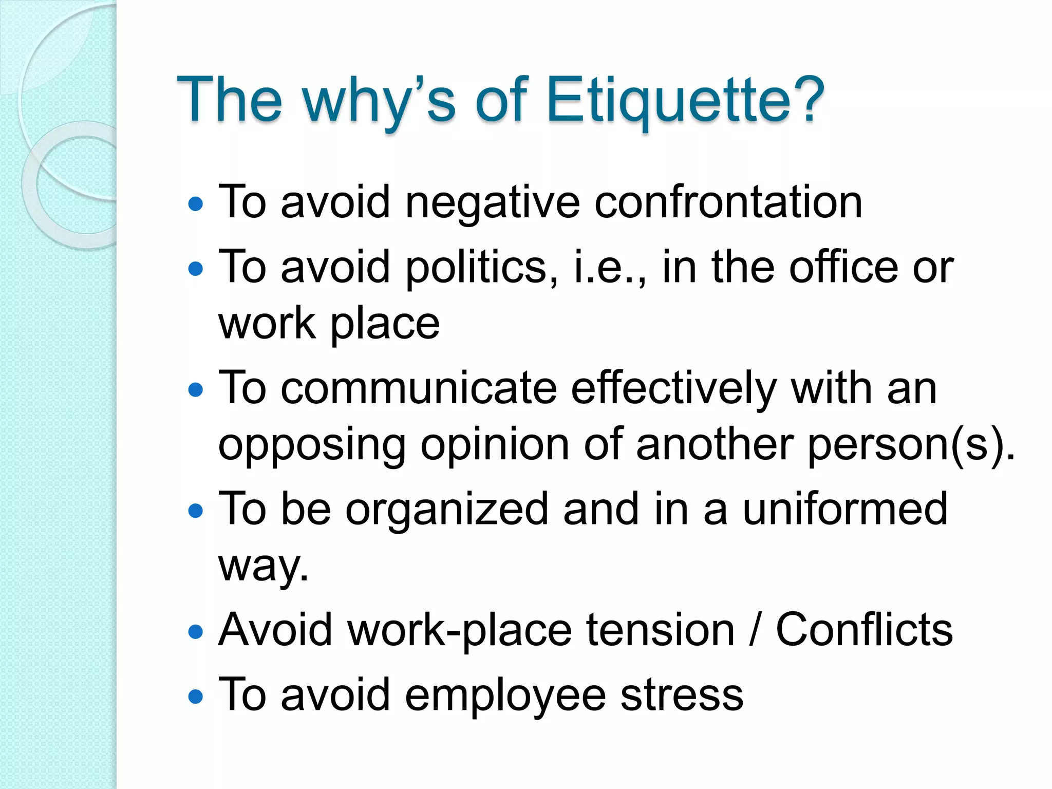 Workplace etiquette & manners | PPTX