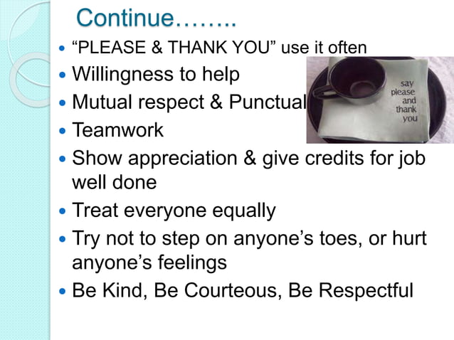 Workplace etiquette & manners | PPTX | Resume Writing and Advice | Job ...