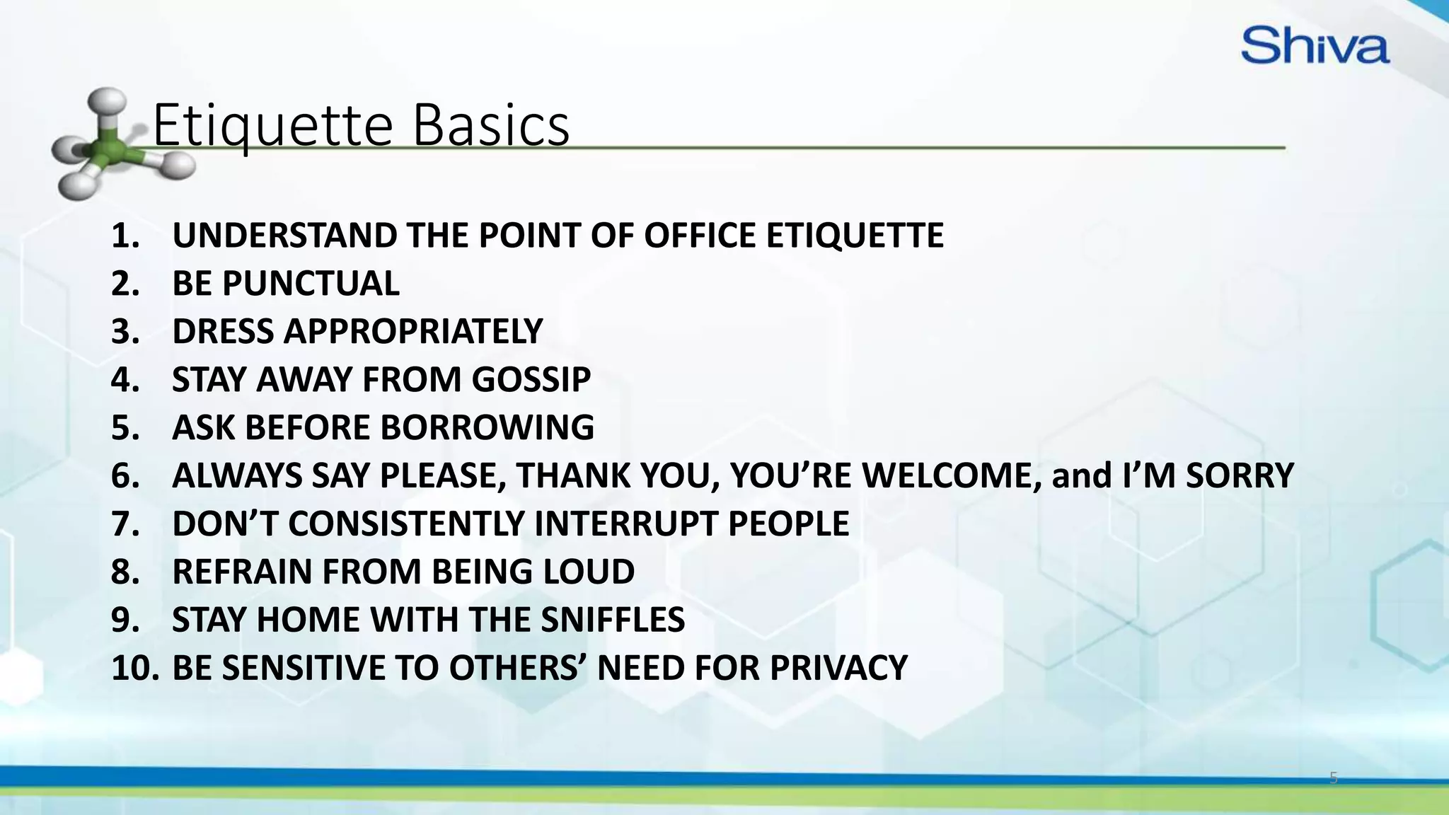 Workplace etiquette & Manners | PPT