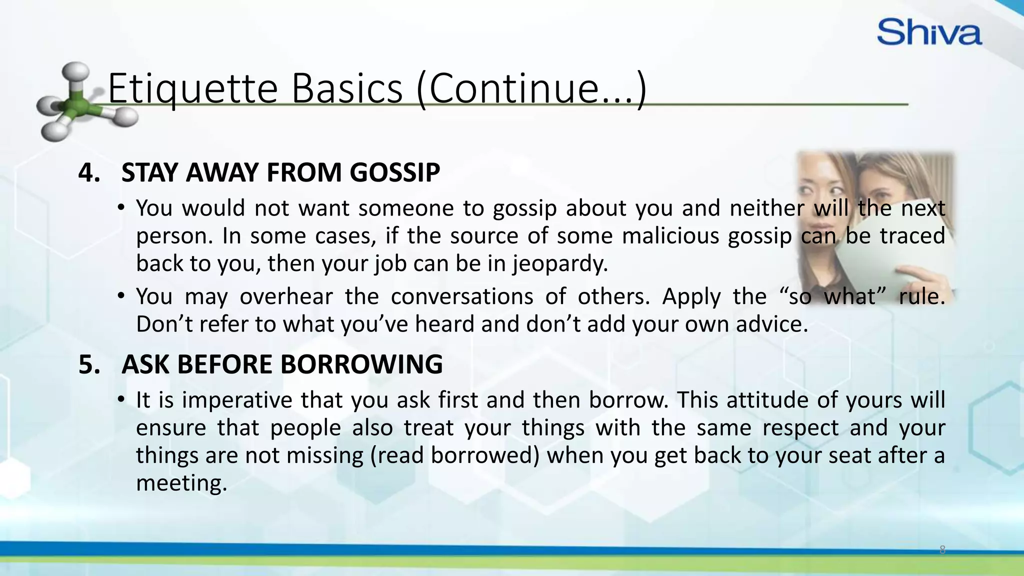 Workplace etiquette & Manners | PPT | Free Download