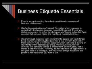 Workplace Etiquettes[1].ppt | Resume Writing and Advice | Job Search