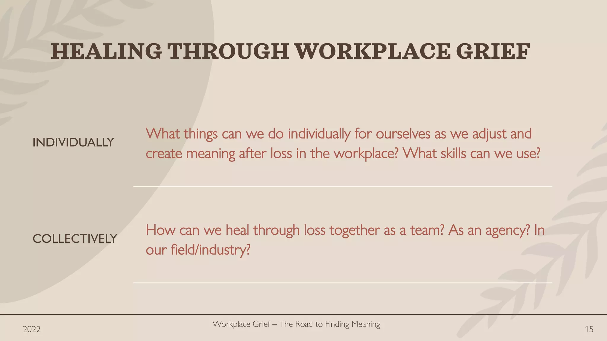 Workplace Grief & Loss: The Road to Finding Meaning | PDF