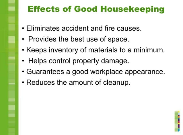 Workplace housekeeping | PPT | Indoor Environmental Quality | Home & Garden