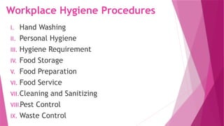 WORKPLACE HYGIENE PROCEDURES.pptx in Bartending | PPTX | Bath and ...